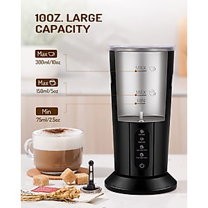 KIDISLE 4-in-1 Milk Frother and Steamer, Electric Milk Steamer with Keep Warm Function, Automatic Warm and Cold Foam Maker for Coffee, Latte, Hot Chocolate, Cappuccinos, Macchiato, Black