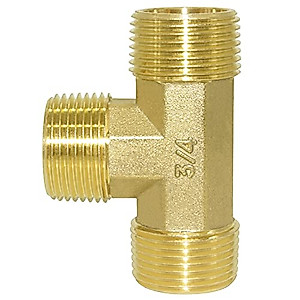 Joywayus Brass 3/4" GHT Garden Hose Threaded Tee Shaped 3 Way Connector Hose Pipe Fitting Coupler Adapter