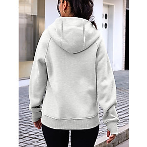 Trendy Queen Womens Zip Up Hoodies Oversized Sweatshirts Fall Outfits Long Sleeve Fleece Sweaters With Pockets Full Zip Winter Coats Jackets Y2k Clothes Teen Girls Fashion Grey