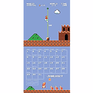 Super Mario 8-Bit Retro 2023 Wall Calendar: With 4 Bonus Die-cut Cards