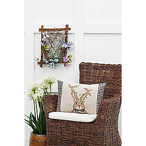 C&F Home Bunny Birds Lumber Pillow Tan 13" X 18" Spring Soft Woven Pillow with Filling for Couch Sofa Bed Chair Cotton 13 x 18 Tan