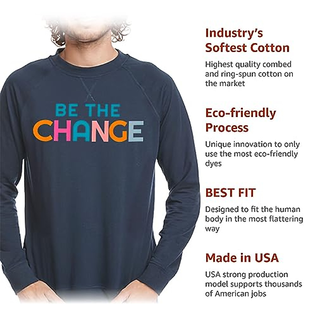 Be the Change Raglan Sweatshirt - Men Gift Ideas - Gifts for Men - Heather Gray, XL