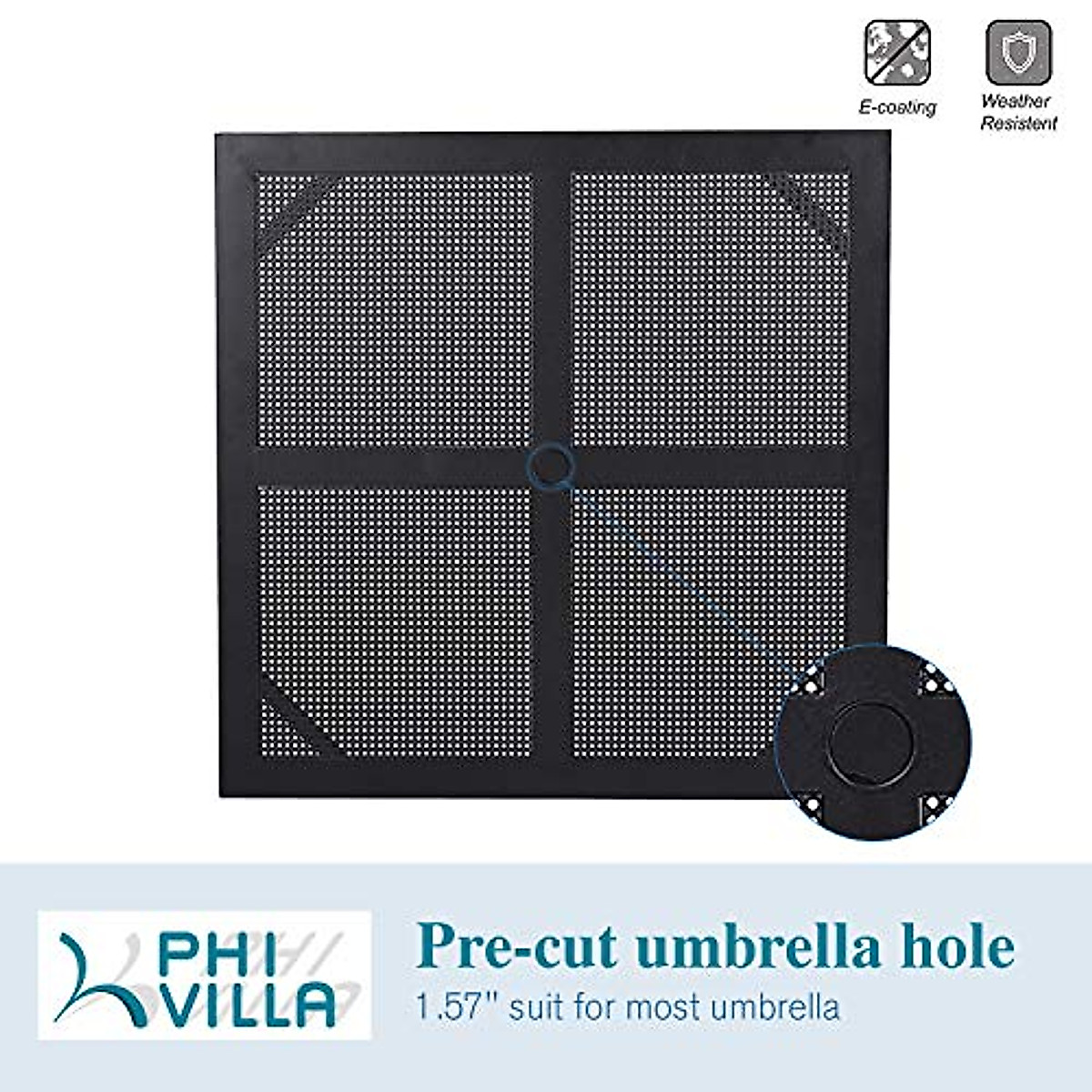 PHI VILLA Outdoor Patio Dining Set 5 Pieces Metal Furniture Set, 4 x Swivel Chairs with 1 Rectangular Umbrella Table for Ourdoor Backyard Bistro with Cushion