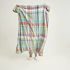 Vera Bradley Women's Fleece Plush Throw Blanket, Pastel Plaid, 80 X 50