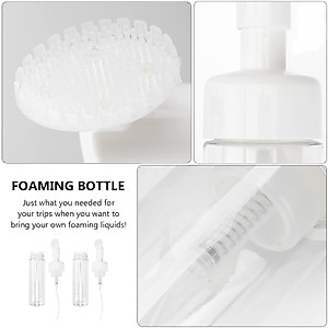 Lurrose Foaming Bottle with Brush, 200ml Plastic Mini foaming soap Dispenser Pump Dispenser Bottle sub Bottle Empty Facial foaming Bottle for Shampoo, Liquid, Oil, 2pcs