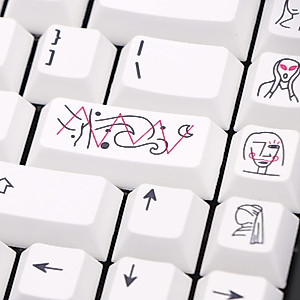 BGKYPRO Drawing Board Theme Keycaps-Thermal Sublimation PBT Keycap Set, for Mechanical Keyboards, Full 135 Key Set, Cherry Profile, English (US) Layout- White