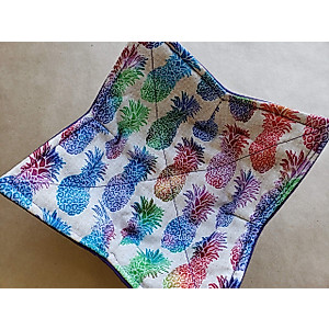 Rainbow Pineapple Microwave Bowl Cozy Tropical Hospitality Microwaveable Reversible Bowl Holder