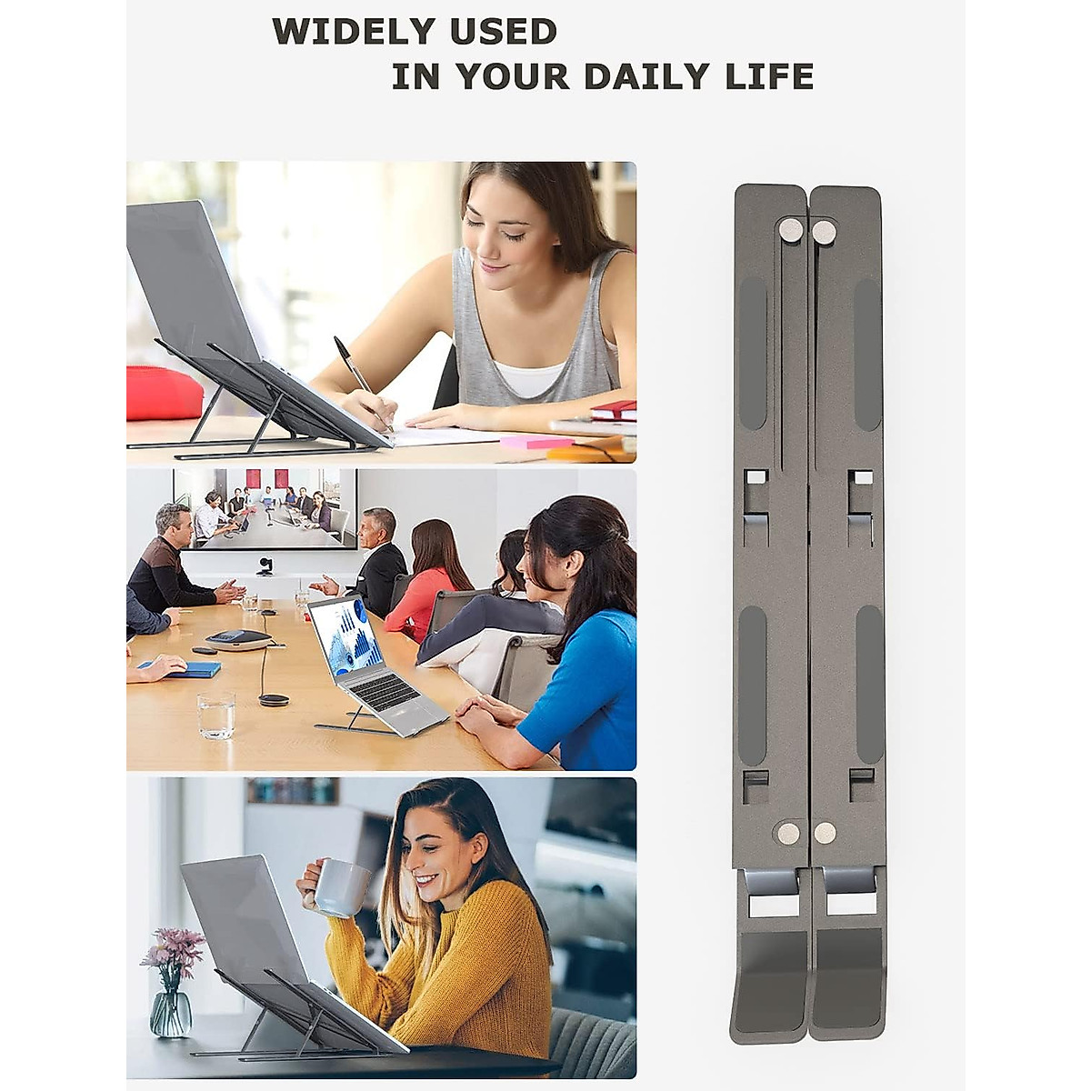 PHOCAR Portable Laptop Stand, Adjustable Tablet Notebook Stand for iPad, MacBook Pro, Laptop Desk Riser Foldable Notebook Cooling Stand for MacBook, Dell, Asus, Lenovo