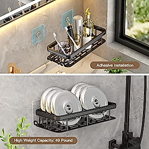 Voldra Shower Caddy Adhesive Shower Shelf With Soap Dish Bathroom Shower Organizer With 4 Hooks Shower Rack Rustproof Shower Storage For Inside Shower&Kitchen Storage-3Pack