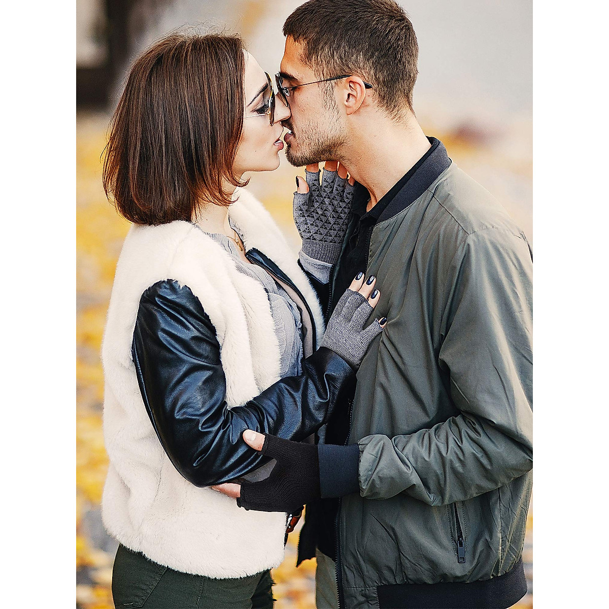 6 Pairs Winter Half Fingerless Knit Gloves Stretchy Anti-Slip Gloves Warm Texting Mittens for Men Women (Black, Navy Blue, Dark Grey, Light Grey, Coffee,Medium)