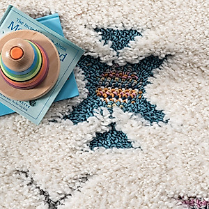 nuLOOM Jocelyn Tribal Shag Tasseled Area Rug, 3x5, White