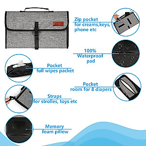 Portable Diaper Changing Pad, TOPGOOSE Large Capacity Baby Diaper Changing Mat with Waterproof & Easily Cleanable Folding Travel Mat Station Diaper Bag, Newborns Essentials, Baby Shower Gifts