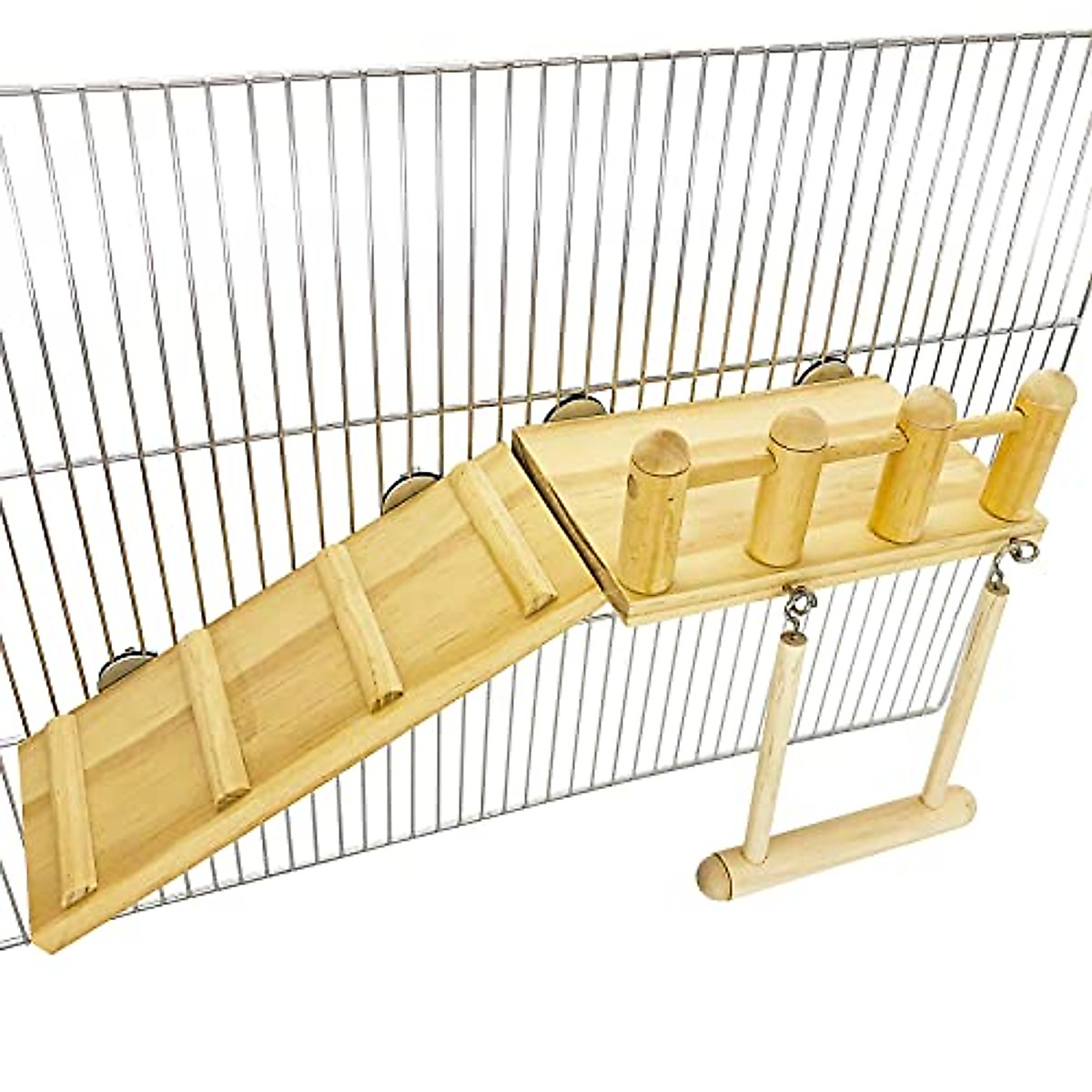 Parrot Climbing Ladder, Bird Wooden Playground with Climbing Ladder Stand, Parrot Play Stand, Bird Swing for Green Cheeks, Small Lovebirds, Goldens, Hamsters, Bird Cage Chew Toy Set