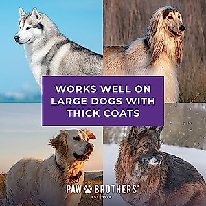 Paw Brothers Extra Long Pin Flat Slicker Brush for Dogs, Professional Grade, Removes Loose Fur and Tangles, Ergonomic Handle, Large