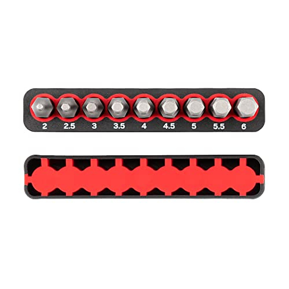 TEKTON 1/4 Inch Metric Hex Bit Set with Rail, 9-Piece (2-6 mm) | DZX93002