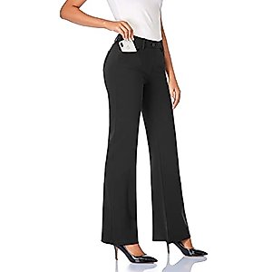 Tapata Women's 28''/30''/32''/34'' Stretchy Bootcut Dress Pants with Pockets Tall, Petite, Regular for Office Work Business 32", Black, M