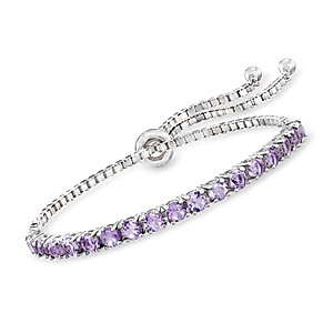 Ross-Simons 4.20 ct. t.w. Amethyst Bolo Bracelet in Sterling Silver