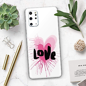 DesignSkinz Splattered Pink Love Protective Vinyl Decal Wrap Skin Cover Compatible with The Samsung Galaxy S20 (Screen Trim & Back Glass Skin)