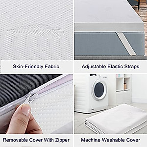 BedStory Memory Foam Mattress Topper Queen Size, 2 Inch Lavender Cooling Bed Pad with Removable Cover, Ventilated Design & Pressure Relieving, Tailorable for Sofas, RVs, Outdoors…
