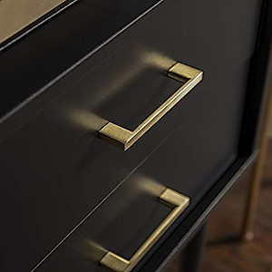 Walker Edison Modern Olivia 2 Drawer Wood Rectangle Side Table Living Room Small End Accent Table, 20 Inch, Black