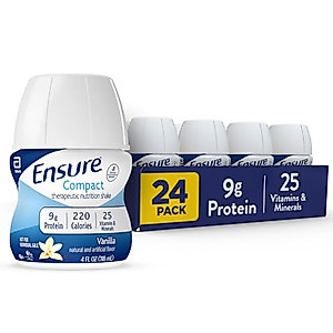 Ensure Compact Nutrition Shake With 9g of Protein and 25 Vitamins and Minerals, Vanilla, 4 fl oz, Pack of 24