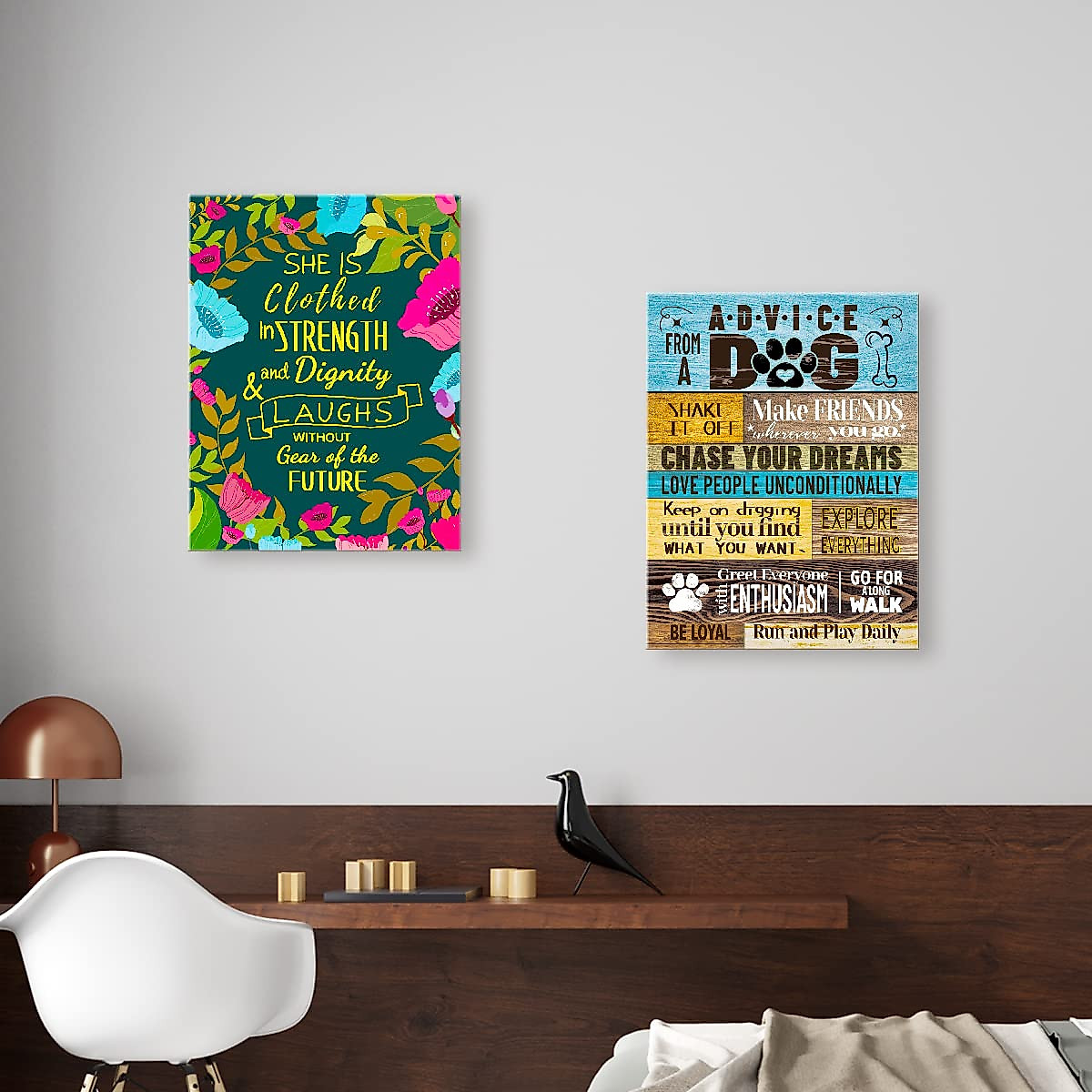 LISTNGBO Advice from a Dog Wall Art Canvas,Funny Dog Saying Canvas Painting Wall Decor for Dog Lover Home Farmhouse Living Room Office Bedroom