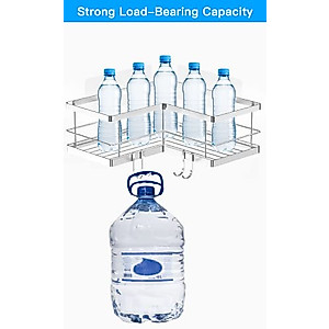 Carwiner Corner Shower Shelf 2-Pack, 304 Stainless Steel Shower Caddy with Adhesive, Wall Mounted Bathroom Shelf, Shower Rack Hanging Storage Organizer (Silver)