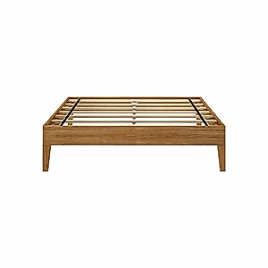 Plank+Beam Solid Wood Platform Bed Frame, Strong Wood Slat Support, No Box Spring Needed, Easy Assembly, Matte Pecan, Full