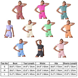 Black Workout Sets for Women: 2 Piece Yoga Outfit Tracksuits High Waisted Running Biker Shorts with Strap Sport Shirt Crop Top Exercise Running Clothes Athletic Gym Sets Matching Active Wear Medium
