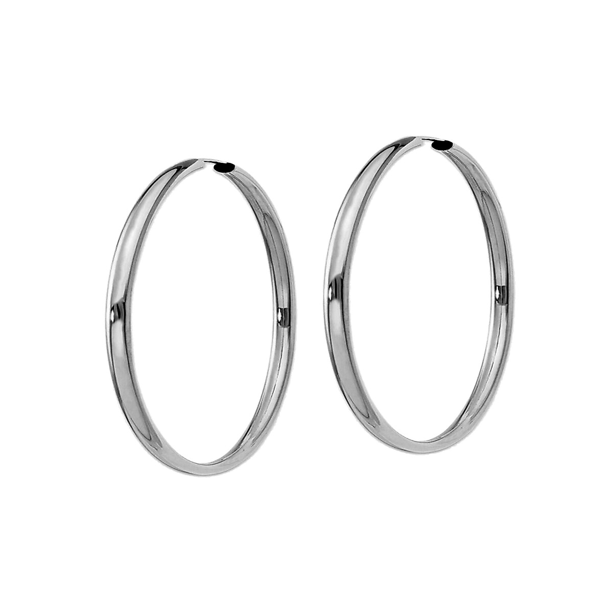 Galaxy Gold GG 14k Solid White Gold Endless Loop Hoop Timeless Earrings 2 mm Gauge/Thickness Available in Multiple Diameters - Segment Septum Lip Nose Round Hoop Tragus Helix Cartilage (0.55 Inch)