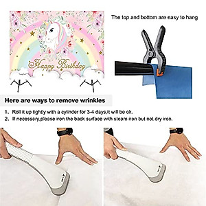 GEAMLA 7x5ft Pink Rainbow Unicorn Birthday Party Decoration - Photography Backdrop & Decorations for Girls Bedroom