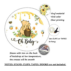 Bear Baby Shower Backdrop Oh Baby Bee Honey Pot Baby Shower Background Decorations Kids Bear Party Photoshoot Props Supplies 7x5ft
