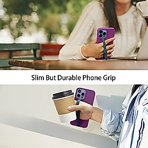 WeLohas Elastic Silicone Phone Strap,Adjustable Length Phone Grip,Finger Hand Holder for Cell Phone Back,Comfortable Soft Stretching Phone Loop Lanyard,Suitable for 4.7"- 6.7" Most Phone Case 2 Blue