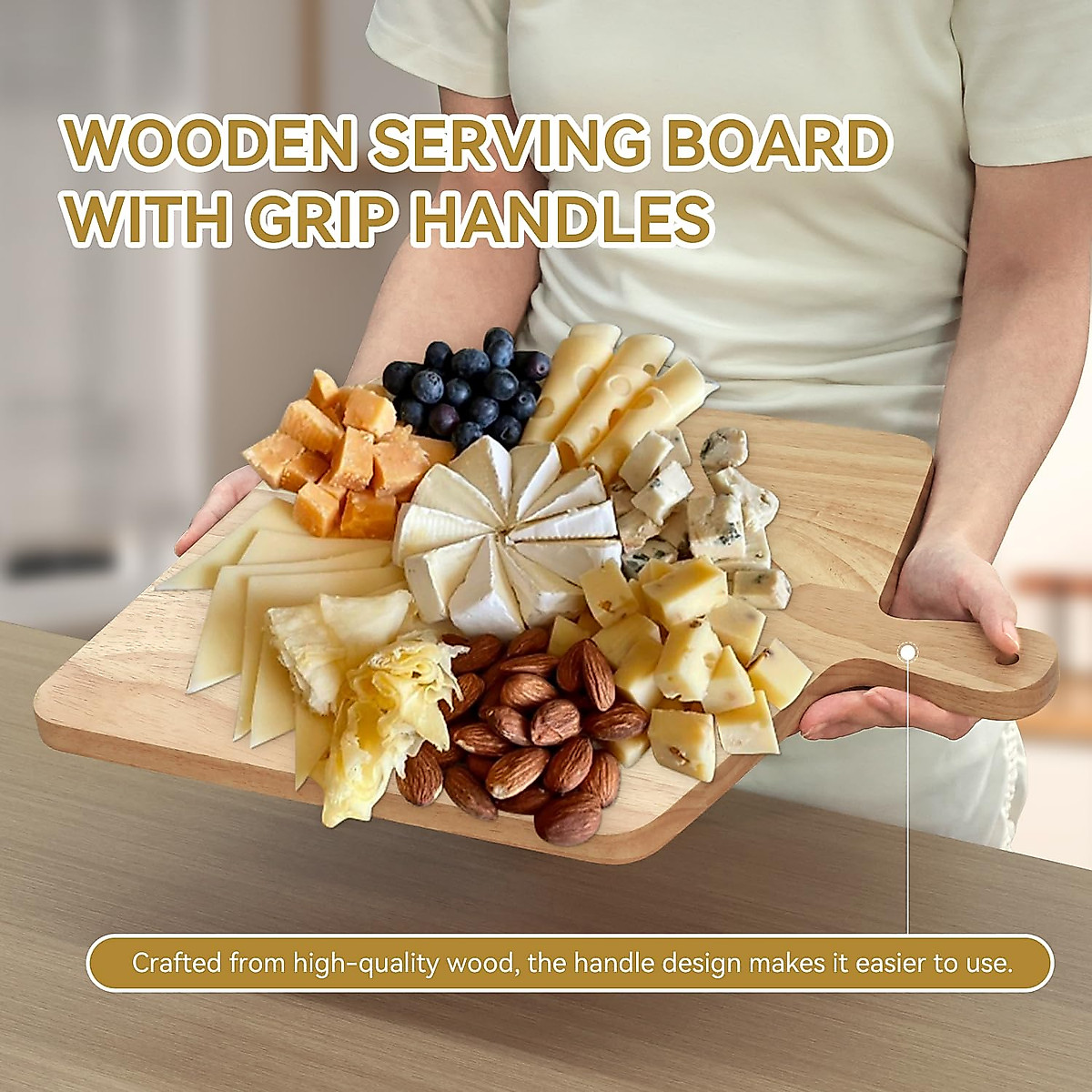 10 Pcs Charcuterie Board Set, 17"x13" Large Premium Wood Cheese Board with Handle Wooden Serving Platter for Mothers Day Gifts House Warming Gifts Wedding Gifts for Couple Bridal Shower Gift