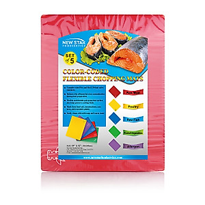New Star Foodservice 28713 Flexible Cutting Board, 12-Inch by 15-Inch, Assorted Colors, Set of 5