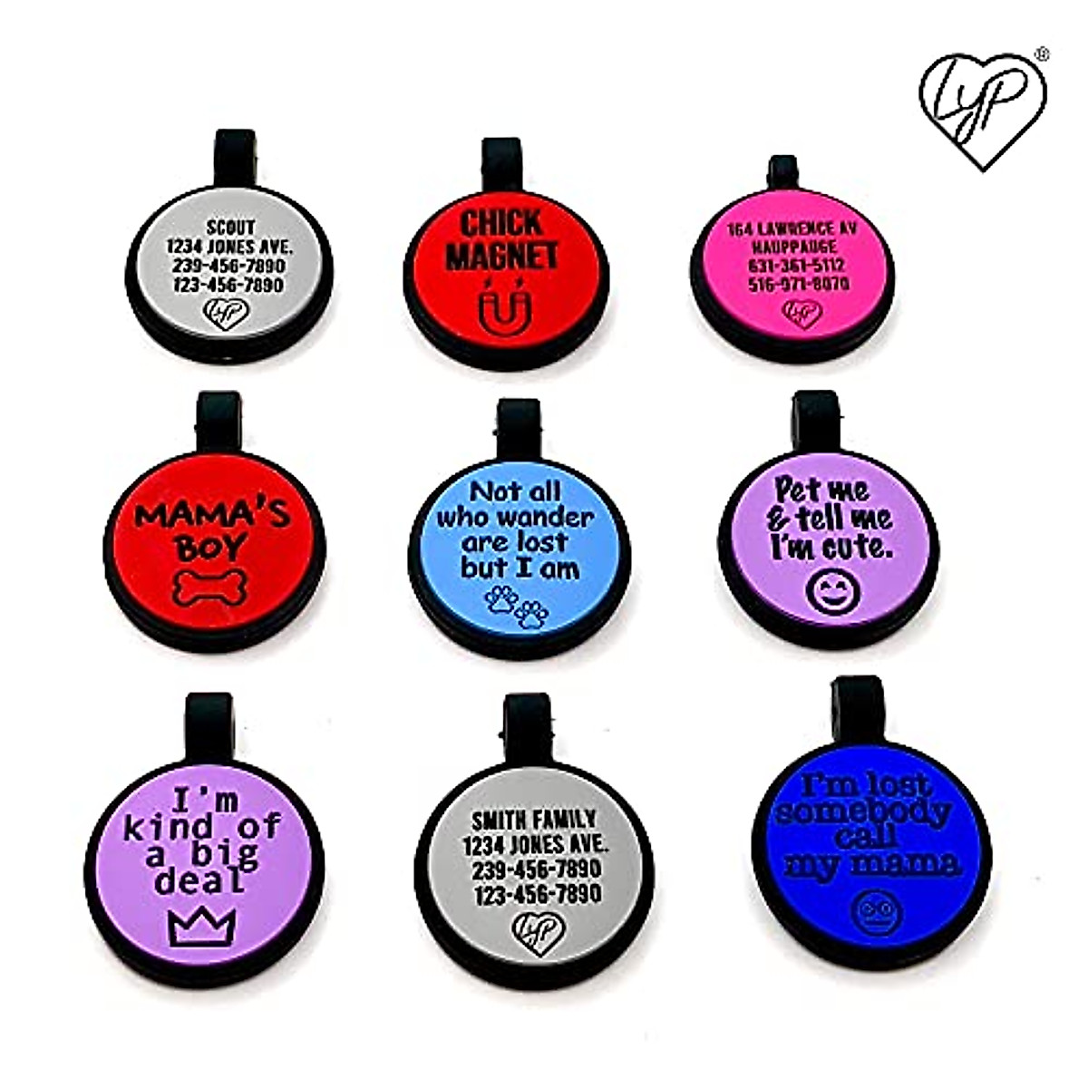 Love Your Pets Soundless ÒPearls of WisdomÓ Pet Tag - Deep Engraved Silicone Ð Double Sided & Engraving Will Last - Pet ID Tags, Dog Tags, Cat Tags