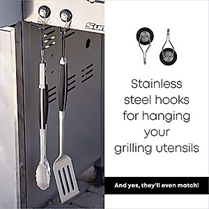 Grilling Accessories by Magnum Grill - 5 Piece BBQ Tools Set with 18" Grill Spatula, Tongs for Cooking, BBQ Grill Mat and 2X Strong Magnetic Hooks for Hanging on Barbeque - Heavy Duty Metal Grill Set