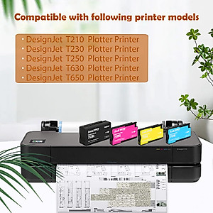 712XL Ink Cartridges Remanufactured 4PK 712 Ink Cartridge Replacement for DesignJet T650 T630 T250 T230 T210 Studio Plotter Printer(1X Black,1x Cyan,1x Magenta,1x Yellow)
