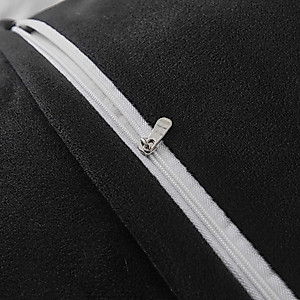 Uhamho Set of 2 Faux Fur Throw Pillow Covers Soft Velvet Decorative Pillowcases Zipper Closure (Black, 20"x26")