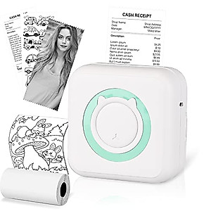 VIDYSUFYR Mini Printer Sticker Maker, Bluetooth Wireless Portable Mobile Printer Machine Thermal Printer for Notes, Memo, Photo, Sticky Scrapbook, Label Pocket Label Receipt Printer (Blue)