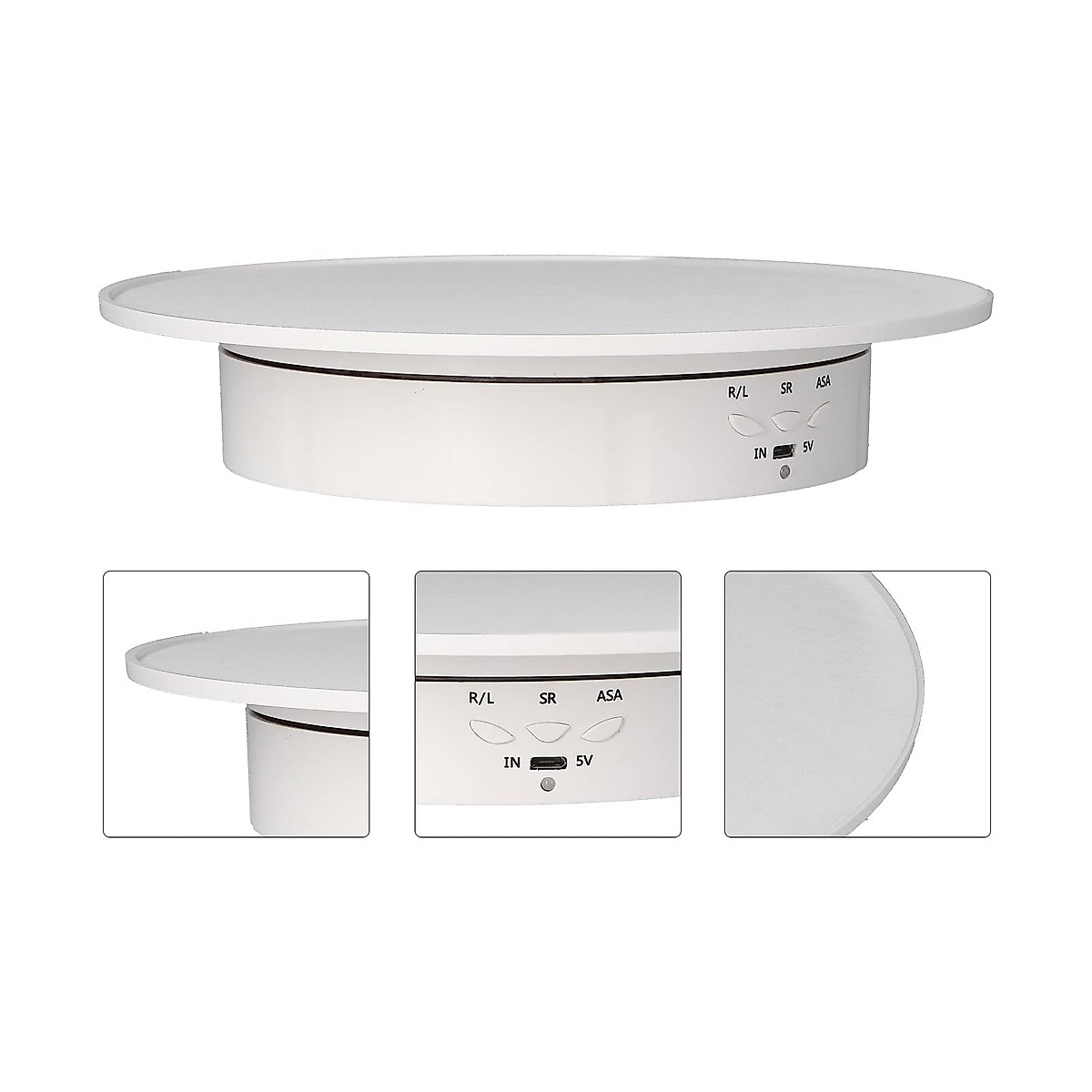 Motorized Rotating Display Stand, 3 Speed 17Lb Load Angle Adjustable Electric Rotating Turntable USB Powered Photography Turntable for Products Display Jewelry Watch 3D Models Collectibles(White)