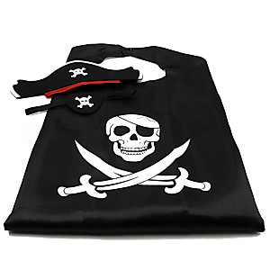 RioRand Cartoon Pirate Dress Up Satin Capes Cosplay Birthday Party Kids Costume (1-pack) (Black)