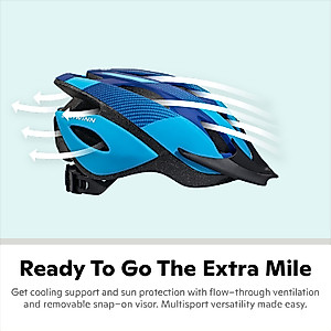 Schwinn Thrasher Kids Bike Helmet, Boys And Girls, Fits 50 - 54cm Circumference, Ages 5-8 Year Olds, Lightweight, Detachable Visor, CPSC Safety Certified, Child, Blue