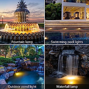 AVEKI Solar Pond Spotlights, 12 LED Solar Underwater Lights with Dual Head Waterproof Submarine Landscape Spotlight Security Lighting for Outdoor Patio Ganden Fountain Pond