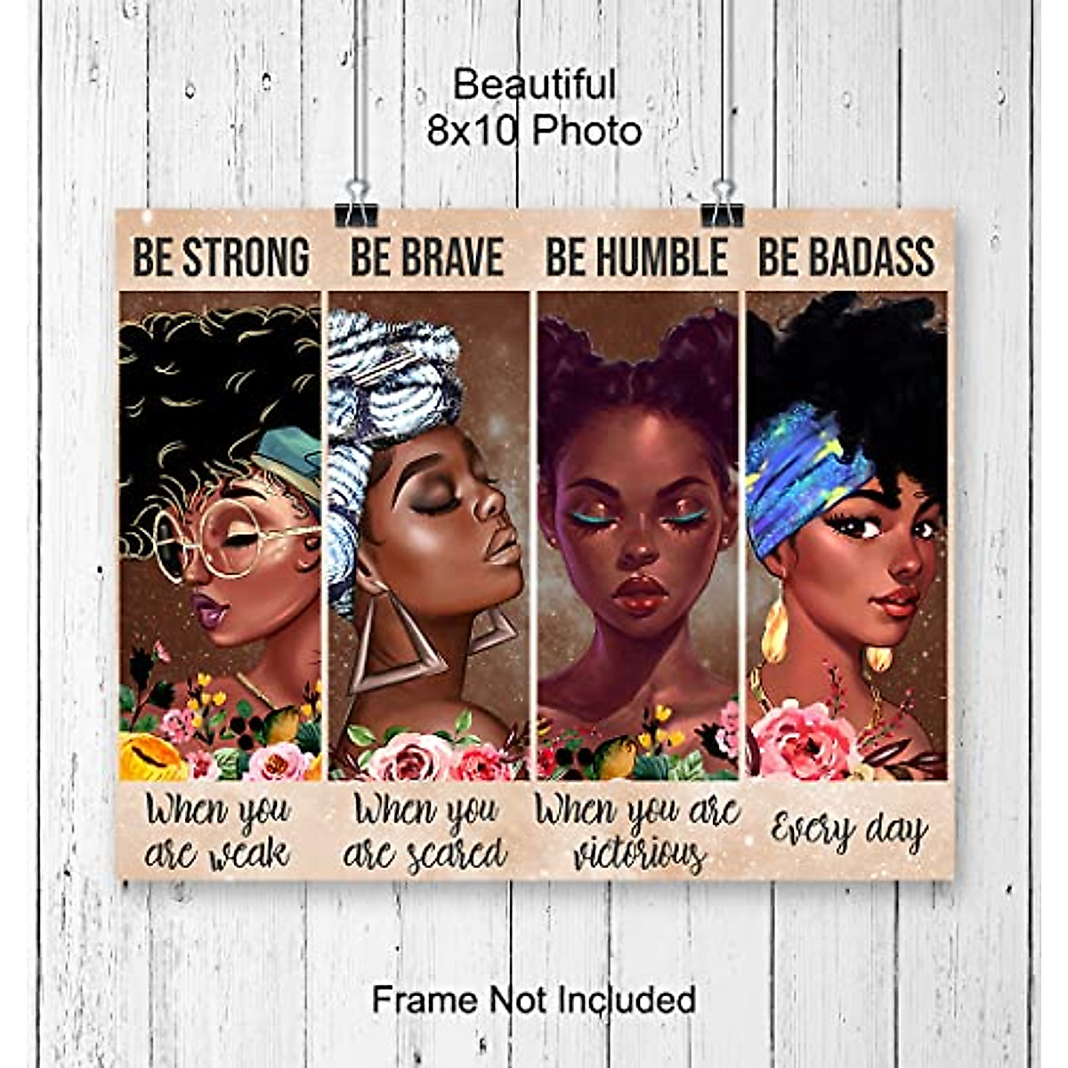 Be Strong Be Brave Be Badass Poster - African American Women - African American Woman - Black Women - African American Wall Art - Black Wall Art - Motivational Wall Decor - Encouragement Gifts