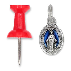 Caritas et Fides Pack of 10 - Mini Miraculous Medal Pendant for Charm Bracelet or Necklace, 1/2" Silver and Blue, Small - Made in Italy