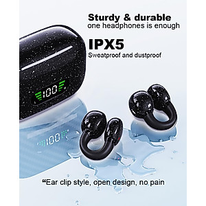Open Ear Bluetooth Earbuds Ear Clips Wireless Bluetooth Headphones Open Ear Bone Conduction Earbuds Noise Cancelling Wireless Bluetooth Earbuds Open Air Headphones Earphones Sports Earbuds for School