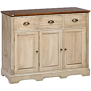 HOMCOM Sideboard Buffet Cabinet with Storage Drawers, Adjustable Shelves, Kitchen Cabinet, Coffee Bar Cabinet, Distressed Natural