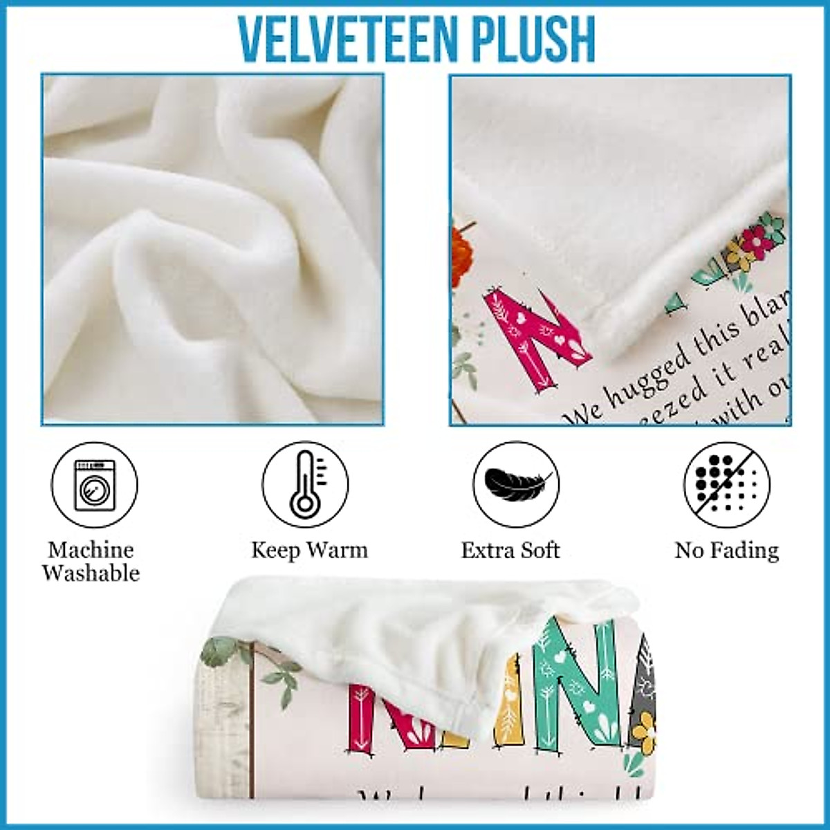 Fastpeace Nana Gifts, Nana Blankets for Nana Grandma Mom Grandmother, Birthday Gifts for Nana from Granddaughter Grandson Grandchildren - Nana Blanket Presents Throw 50x60