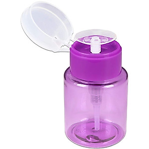 3oz Push Down Pump Dispenser Flip Top Cap Refillable Empty Bottle - Color: Purple - Lockable Travel Cosmetic Packaging Empty Bottle for Nail Polish Manicure